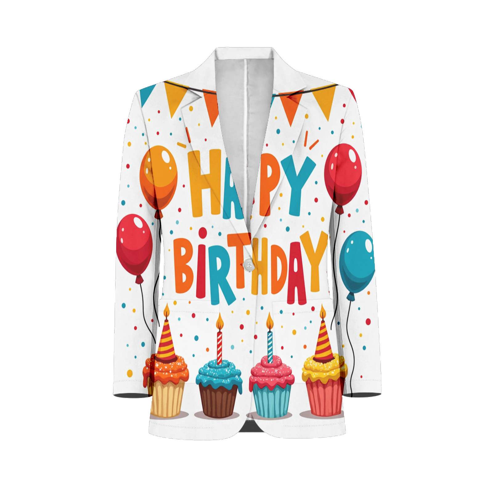 Happy Birthday Cupcakes Balloons Celebration Mens Suits Shawl Collar ...