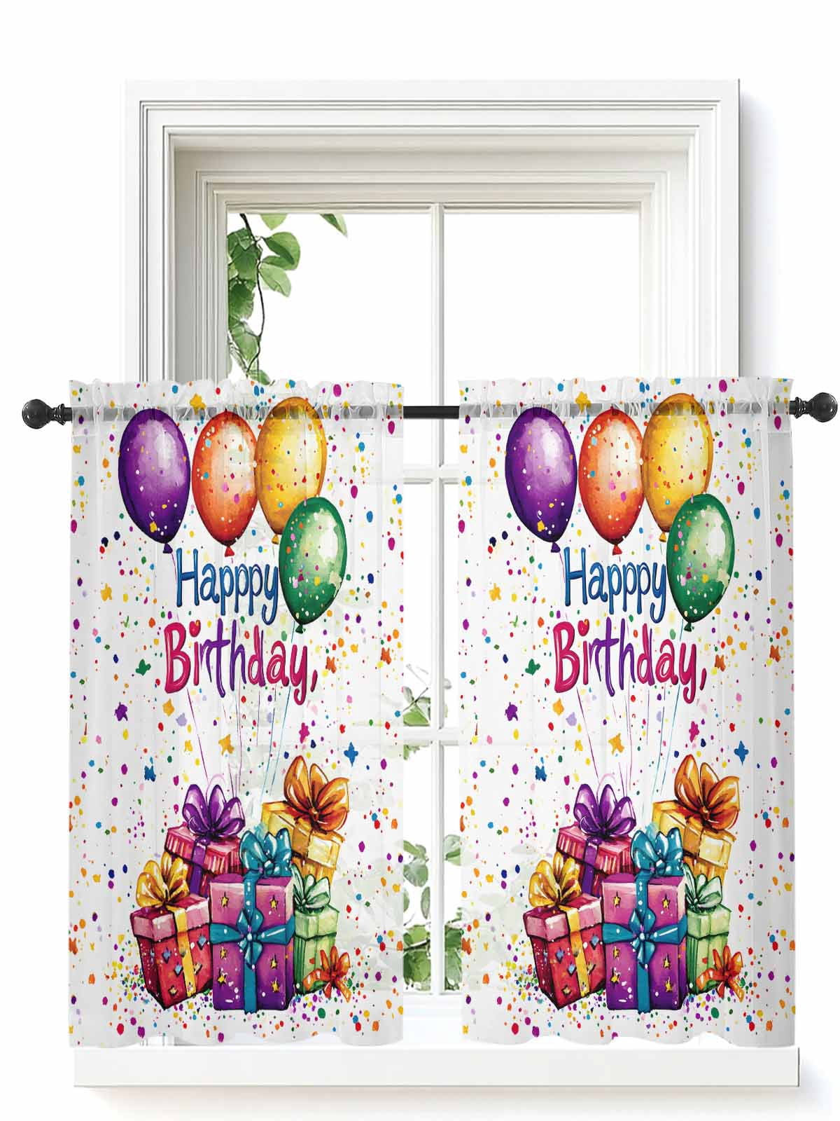 Happy Birthday Curtains 54 Inch Length, Sheer Curtains for Bedroom ...