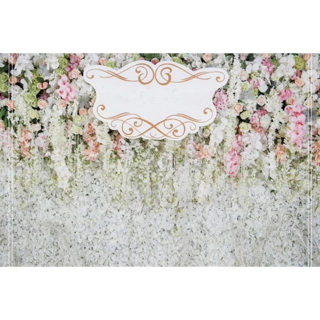 Happy Birthday Custom Name Photography Background Flower Wreath Blooms ...