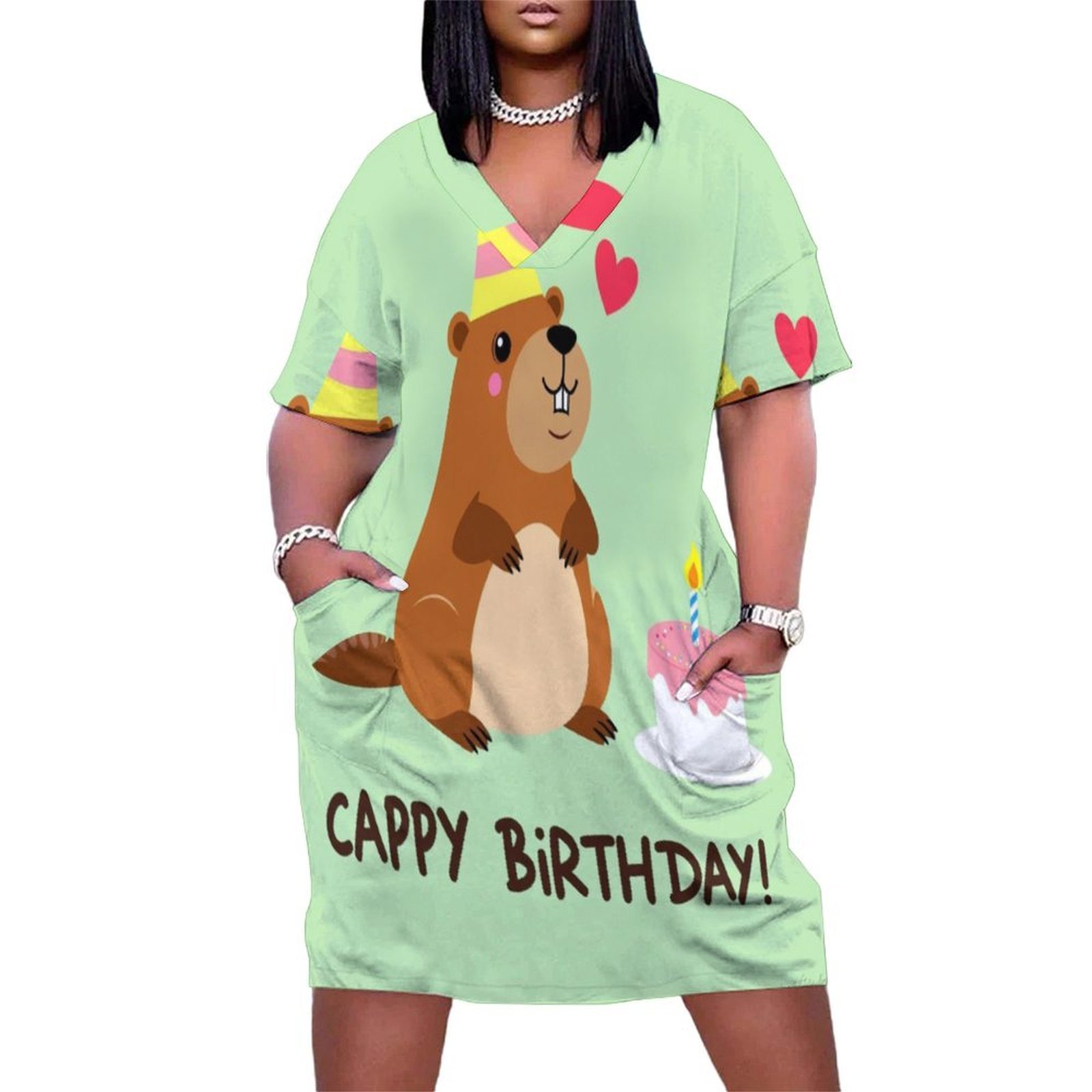 Happy Birthday Cute Cappy Beaver! Loose Pocket Dress Dresses Summer ...