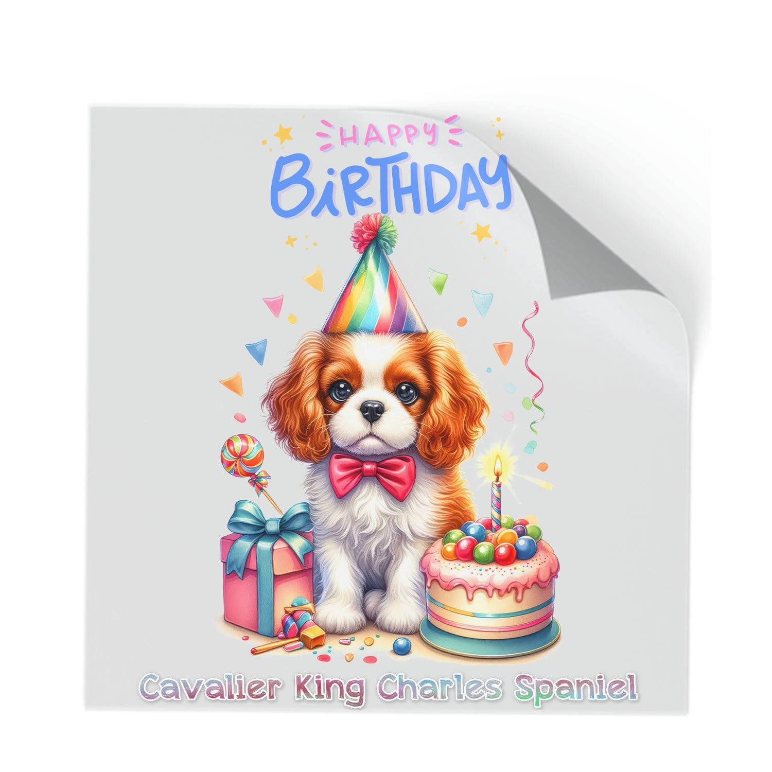 Happy Birthday Cute Puppy Cavalier King Charles Spaniel with Cake Gifts ...