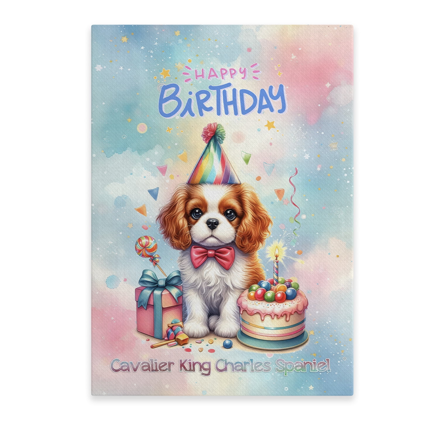 Happy Birthday Cute Puppy Cavalier King Charles Spaniel with Cake Gifts ...