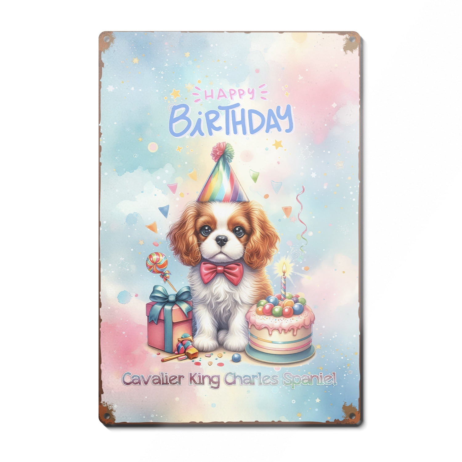 Happy Birthday Cute Puppy Cavalier King Charles Spaniel with Cake Gifts ...
