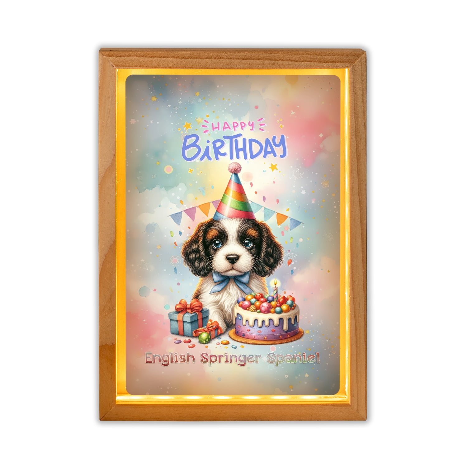 Happy Birthday Cute Puppy English Springer Spaniel with Cake Gifts ...