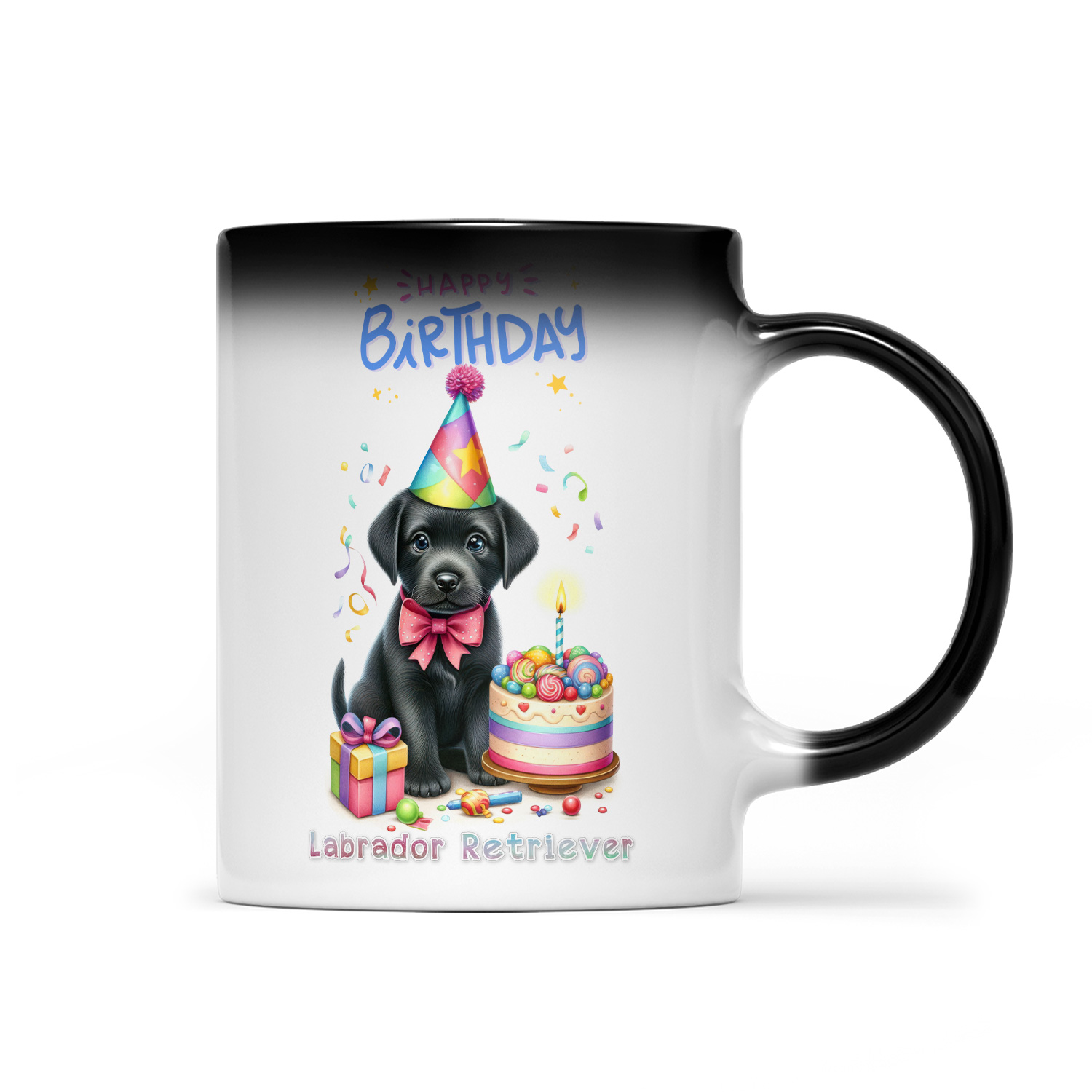 Happy Birthday Cute Puppy Labrador Retriever with Cake Gifts Party Hat ...