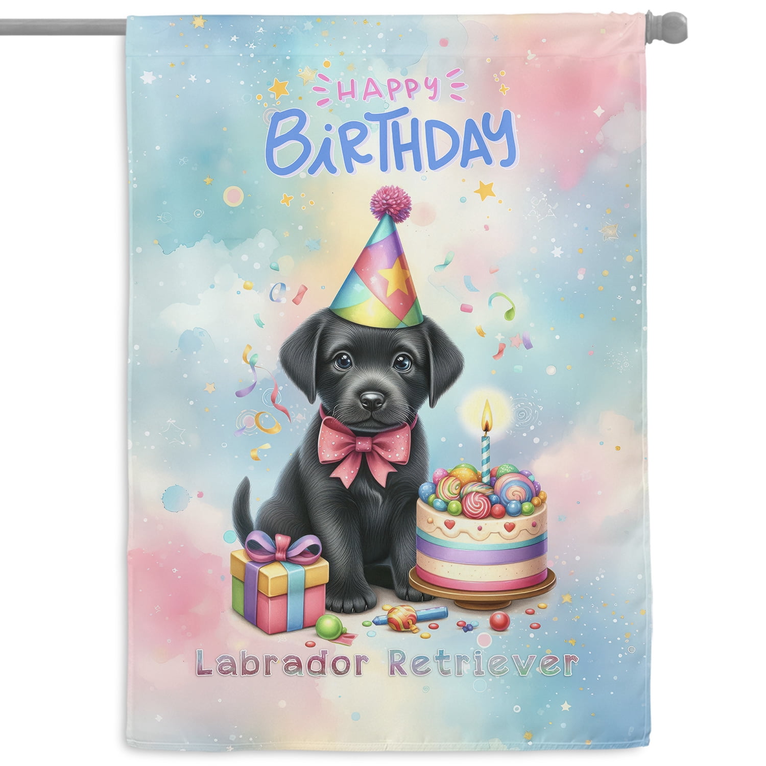 Happy Birthday Cute Puppy Labrador Retriever with Cake Gifts Party Hat ...