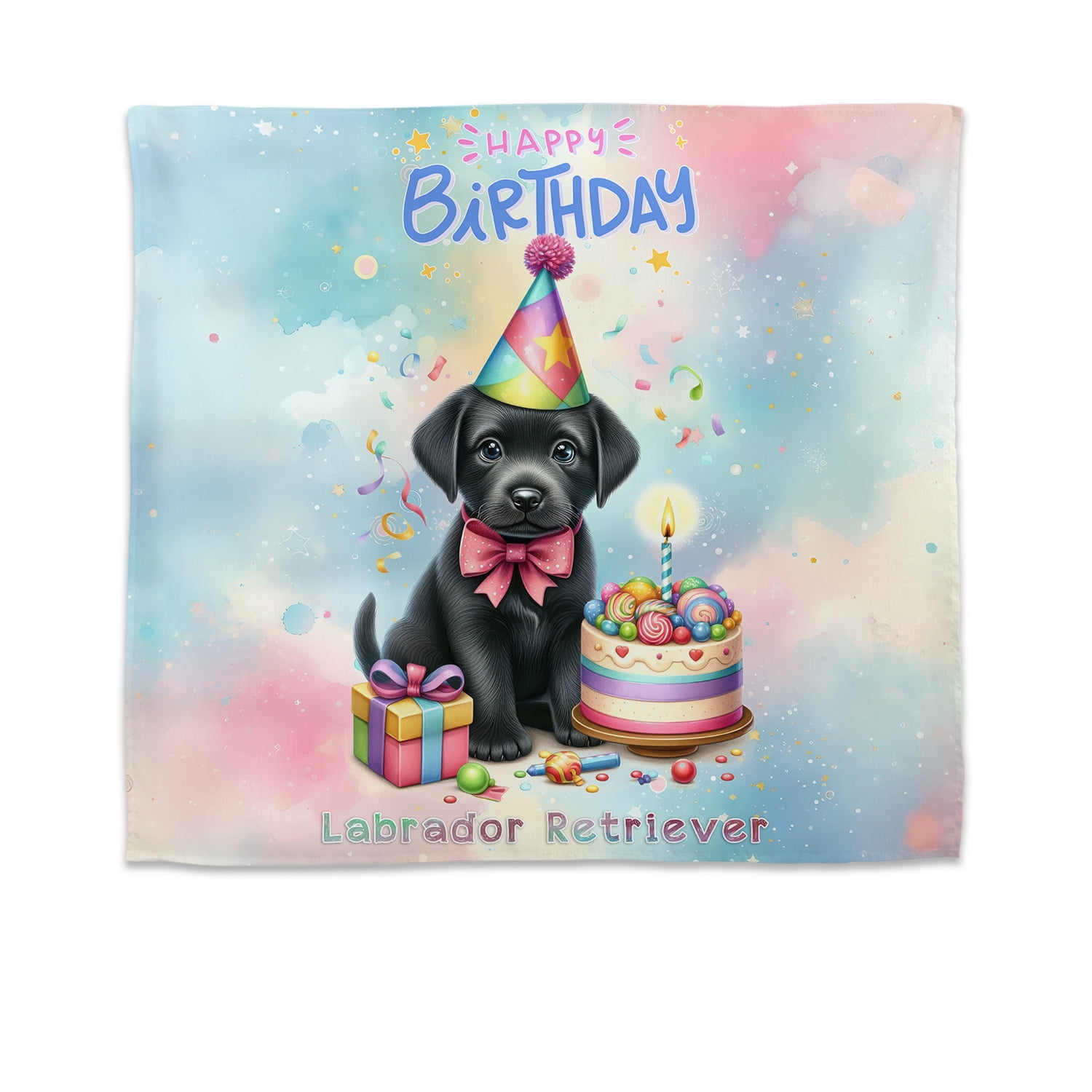Happy Birthday Cute Puppy Labrador Retriever with Cake Gifts Party Hat ...