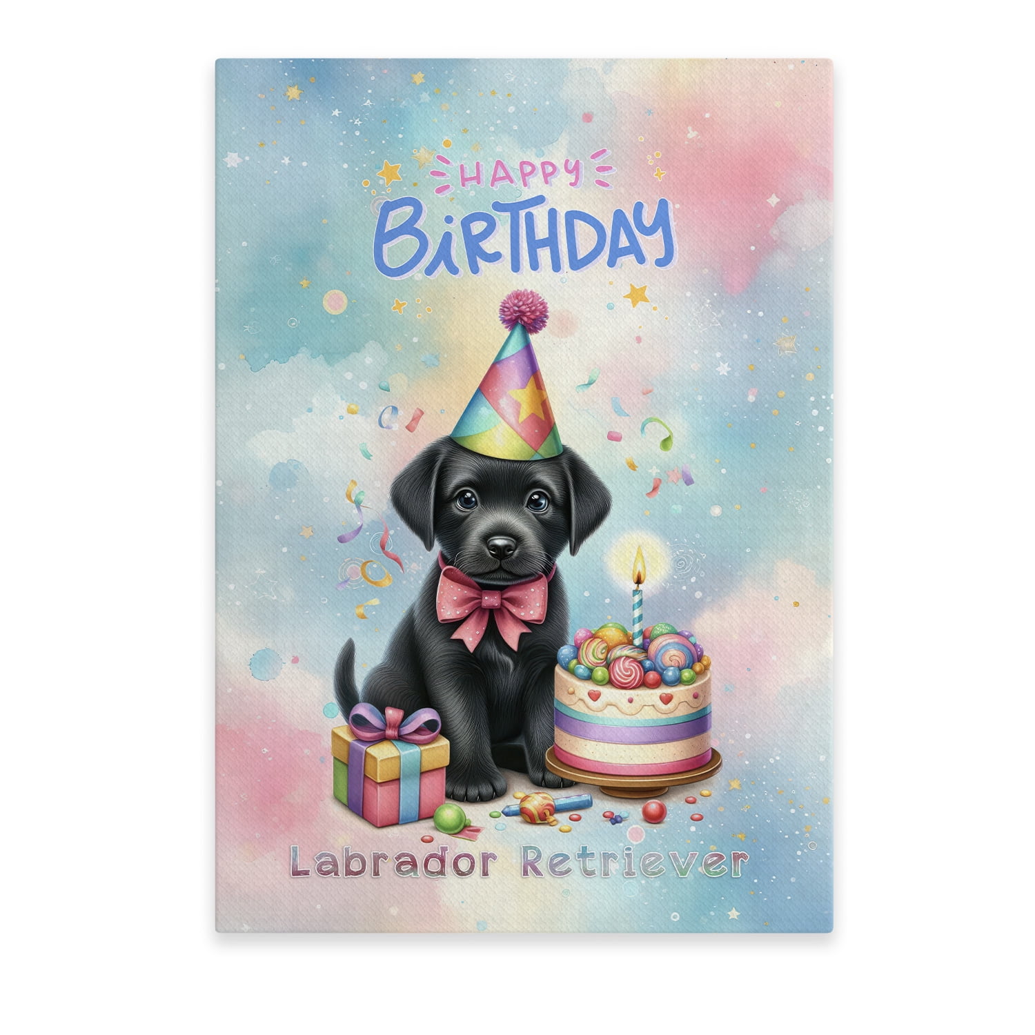 Happy Birthday Cute Puppy Labrador Retriever with Cake Gifts Party Hat ...