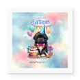 Happy Birthday Cute Puppy Newfoundland with Cake Gifts Party Hat Vinyl ...