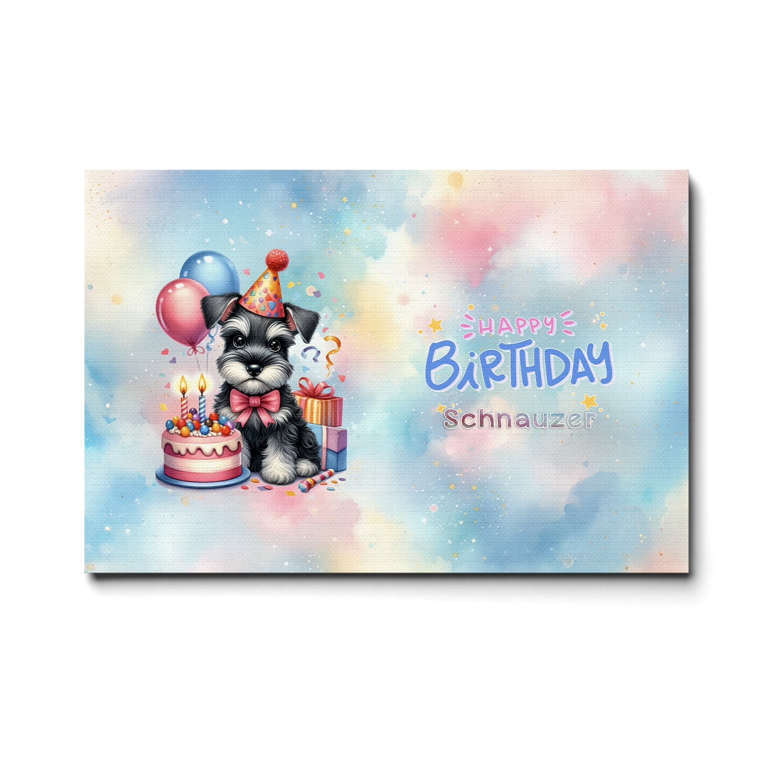 Happy Birthday Cute Puppy Schnauzer with Cake Gifts Party Hat ...