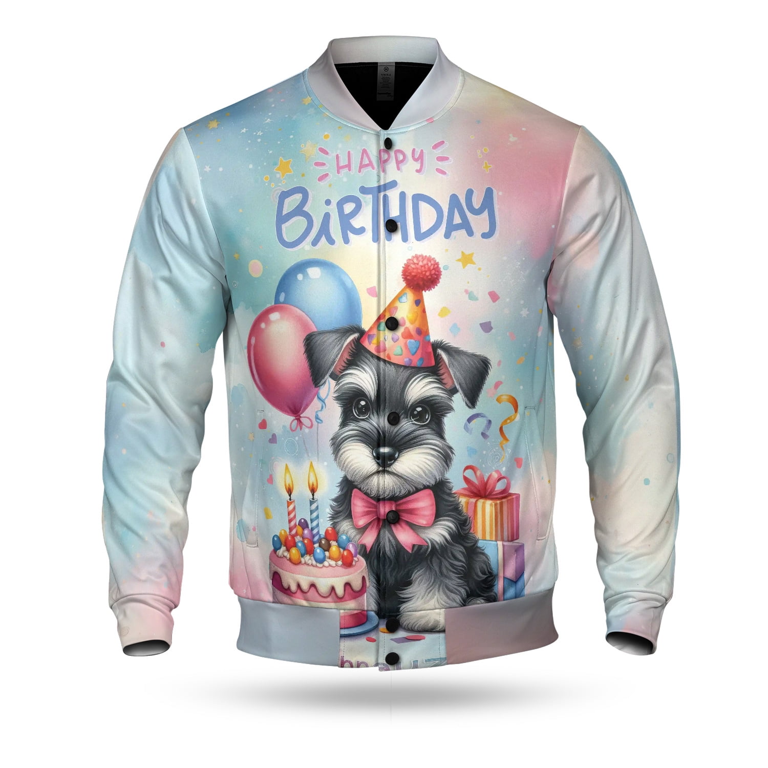 Happy Birthday Cute Puppy Schnauzer with Cake Gifts Party Hat All Over ...