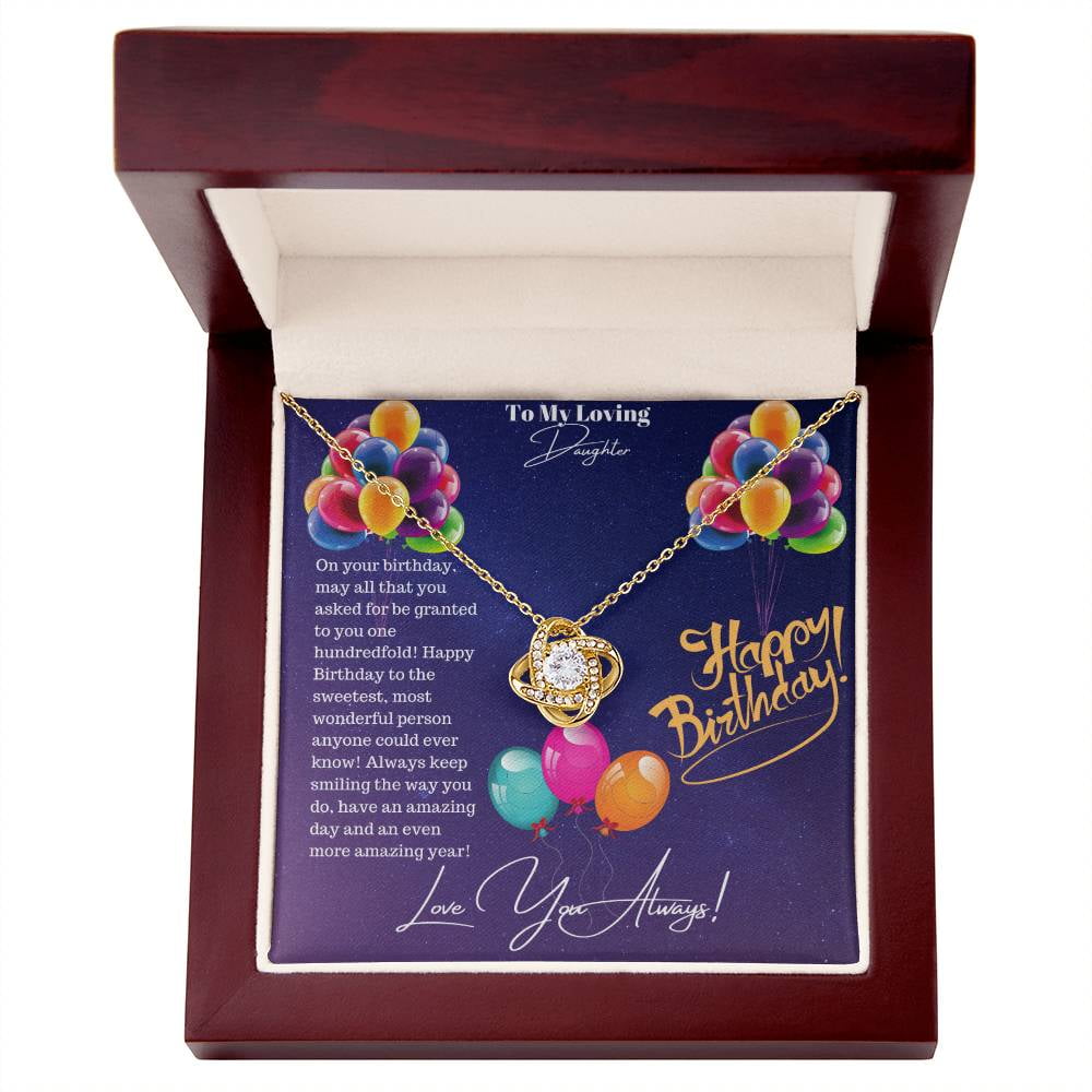 Happy Birthday Daughter - Love Knot Necklace - 14K White Gold / 18K ...