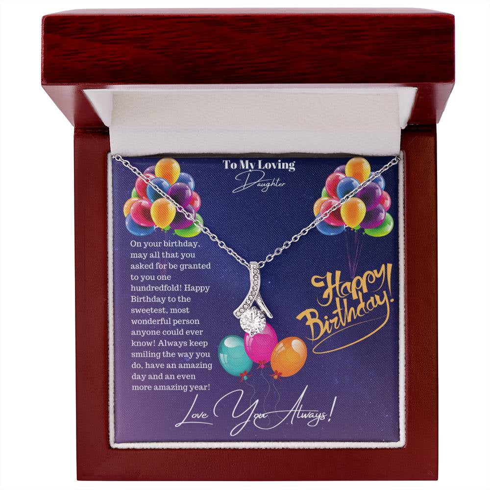Happy Birthday Daughter Ribbon, Alluring Beauty Necklace, 14k White ...