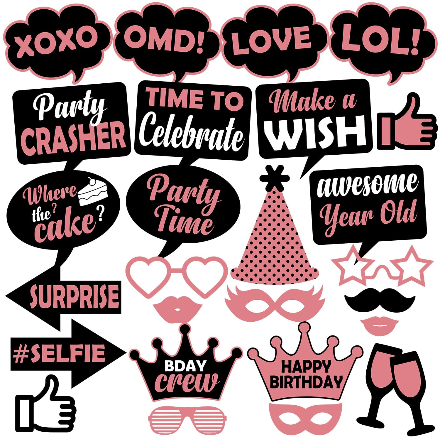 Happy Birthday Decoration Items For Girls - Set Of 26 Fun Props | Happy ...