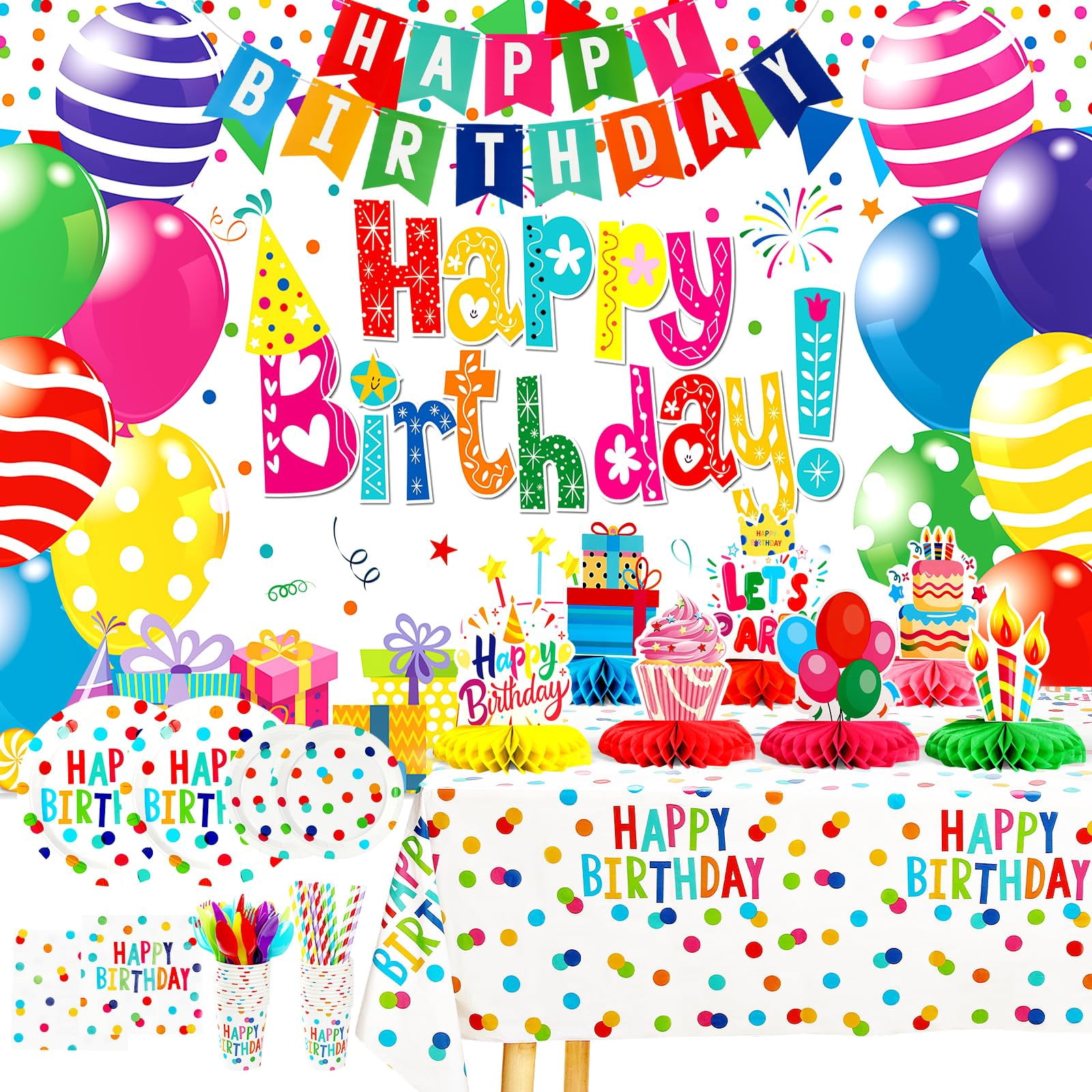 Happy Birthday Decorations- 170pcs Birthday Party BSL1 Supplies Kit ...