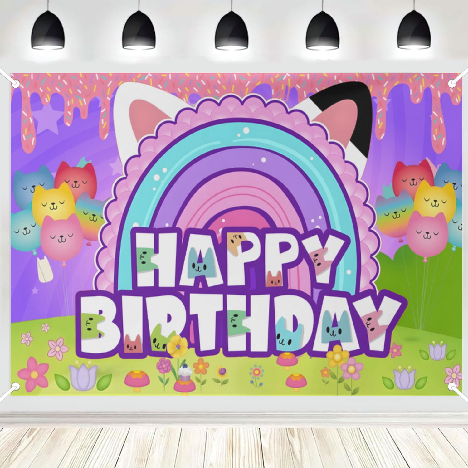 Happy Birthday Decorations Backdrop, Glitter Birthday Backdrop Sign ...