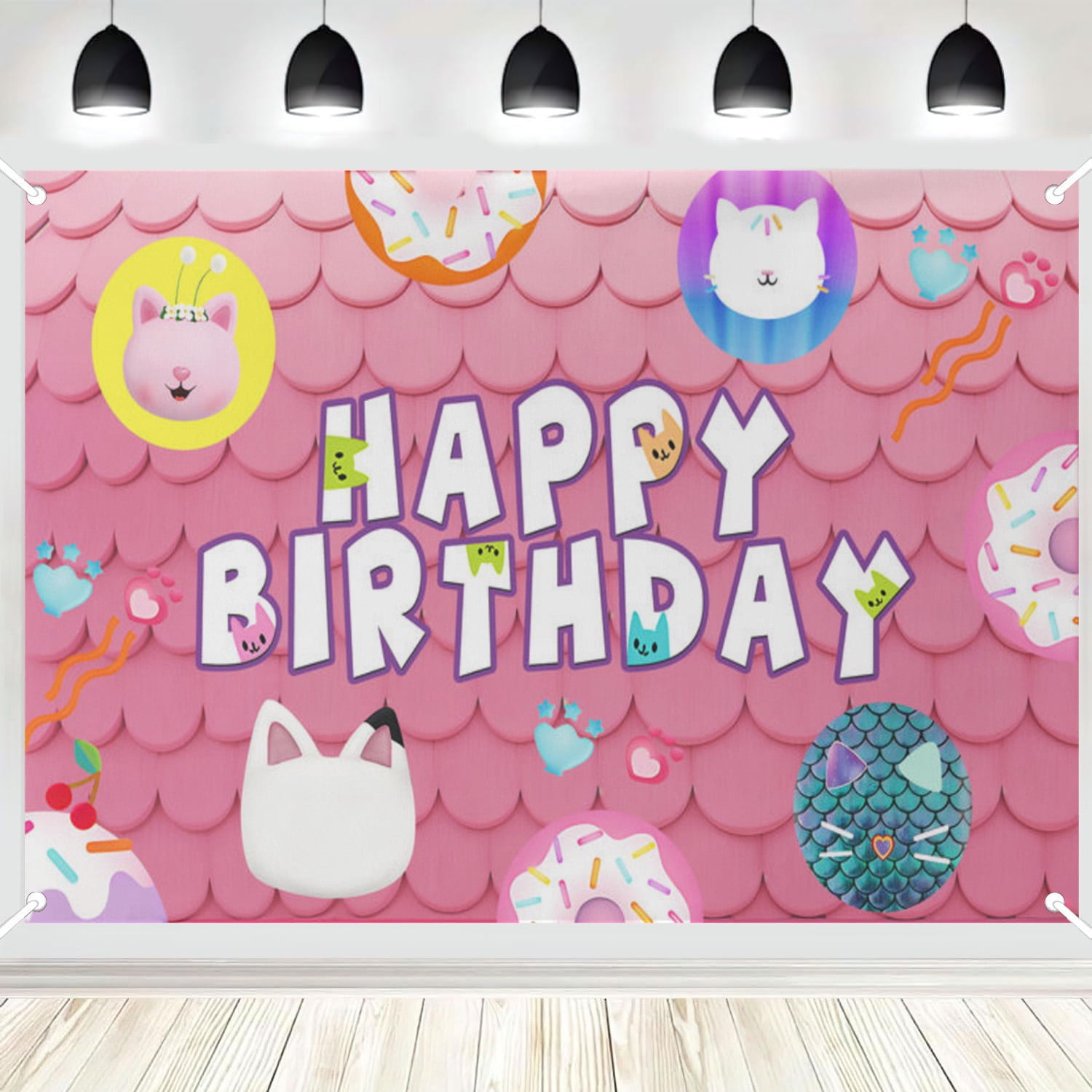 Happy Birthday Decorations Backdrop, Glitter Birthday Backdrop Sign ...