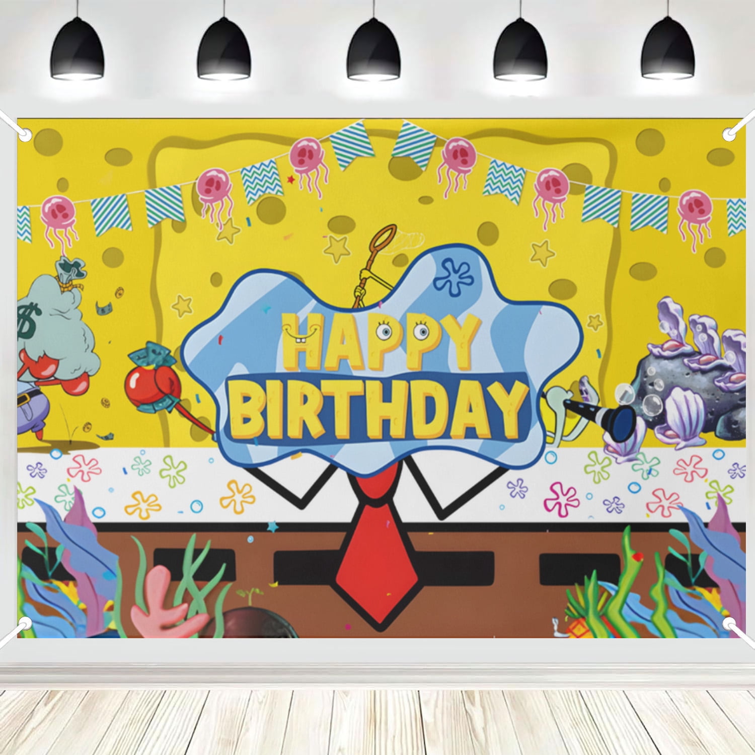 Happy Birthday Decorations Backdrop, Glitter Birthday Backdrop Sign ...