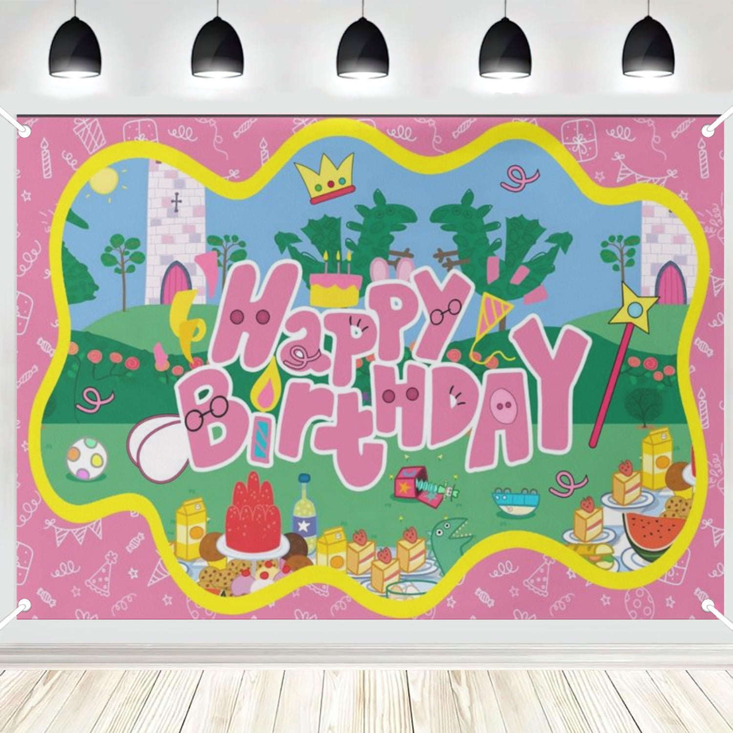Happy Birthday Decorations Backdrop, Glitter Birthday Backdrop Sign ...