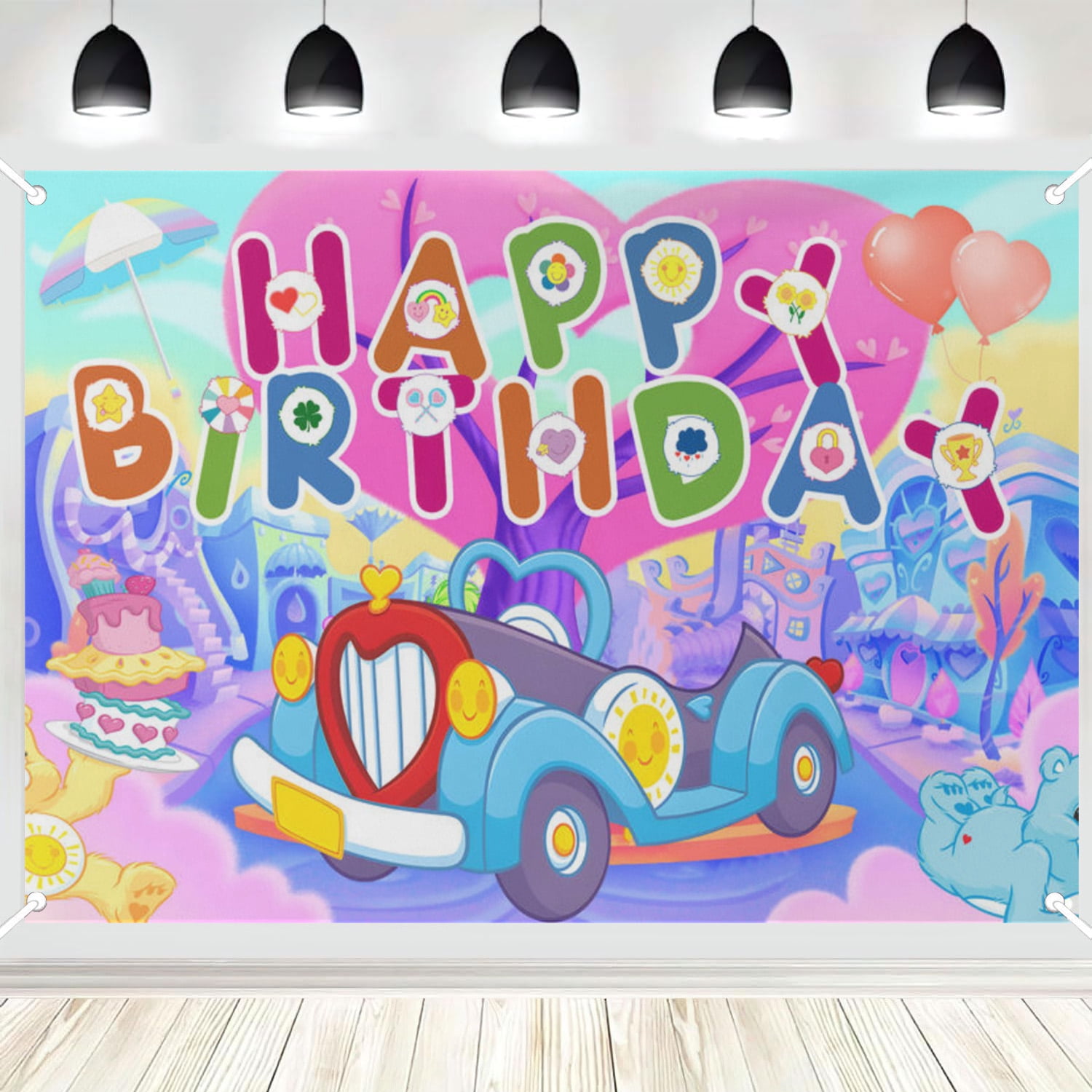 Happy Birthday Decorations Backdrop, Glitter Birthday Backdrop Sign ...