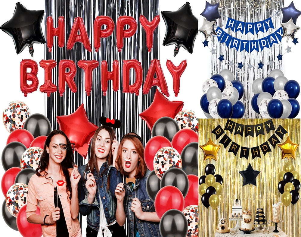 Happy Birthday Decorations Sets Balloons Banners Party Supplies ...