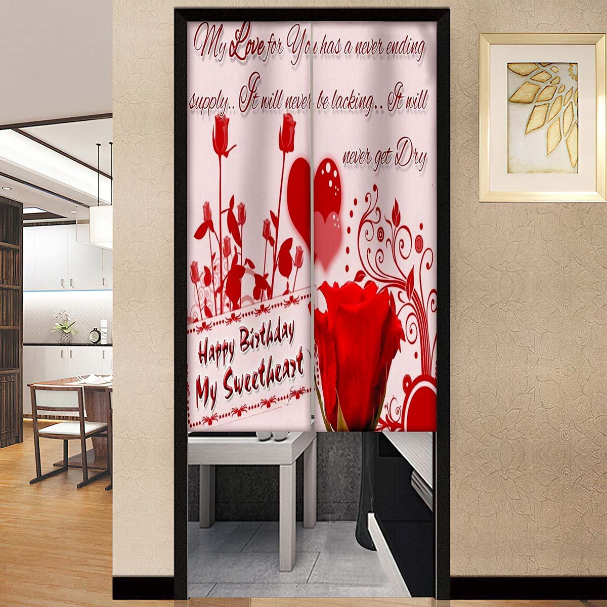 Happy Birthday Door Curtain Kitchen Hotel Room Studio Partition Drapes ...