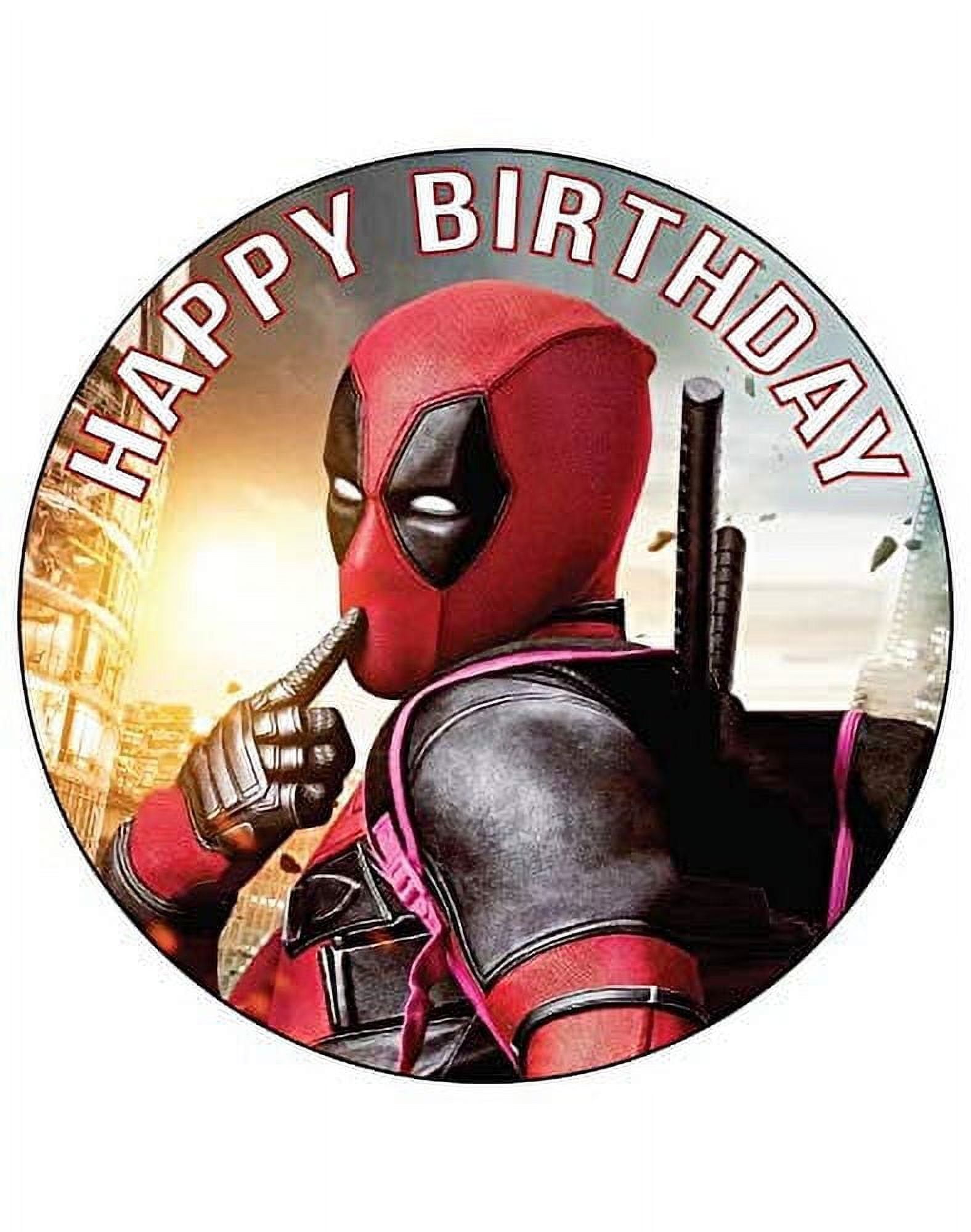 Happy Birthday Edible Cake Topper- (DEADPOOL Party Fun)-8" Round ...