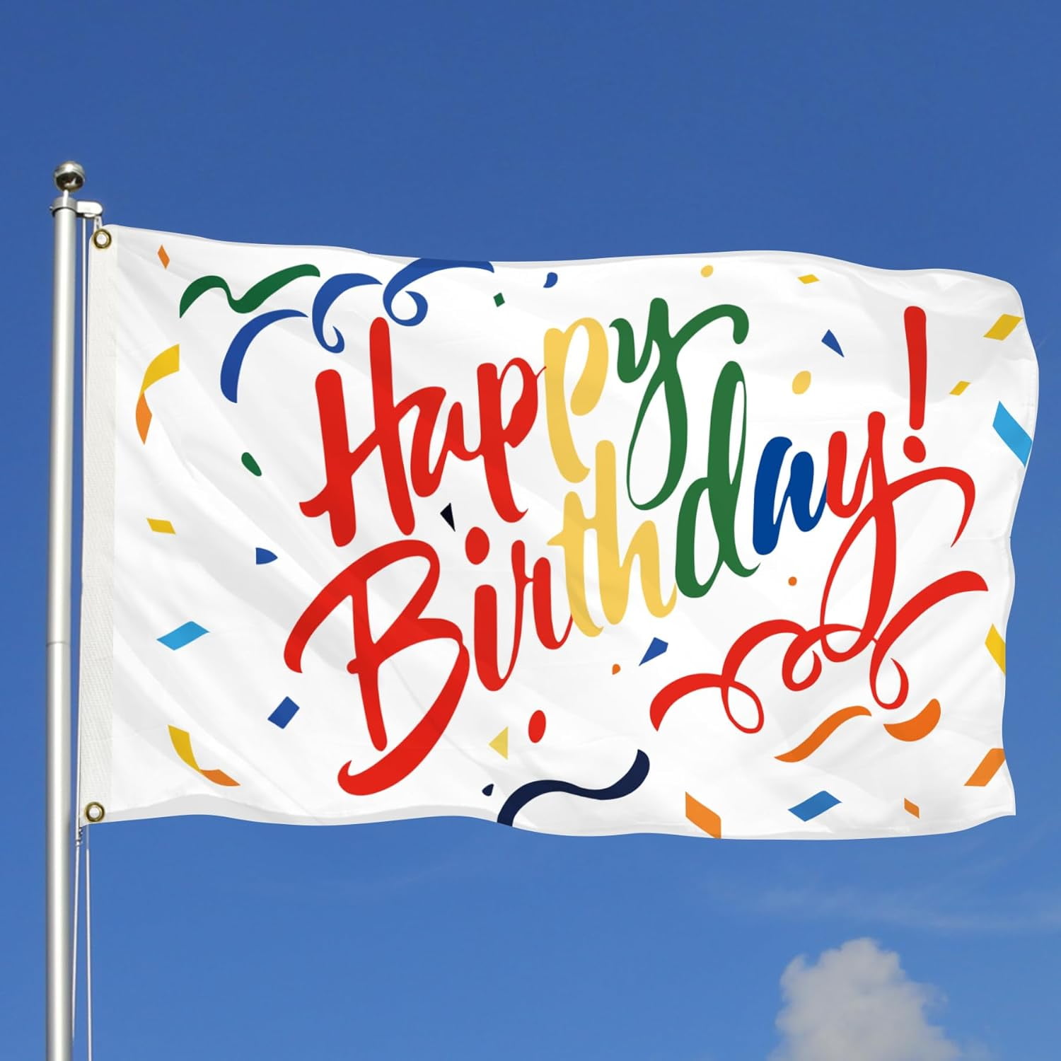 Happy Birthday Flag Birthday Party Decorated Flags Polyester Double ...