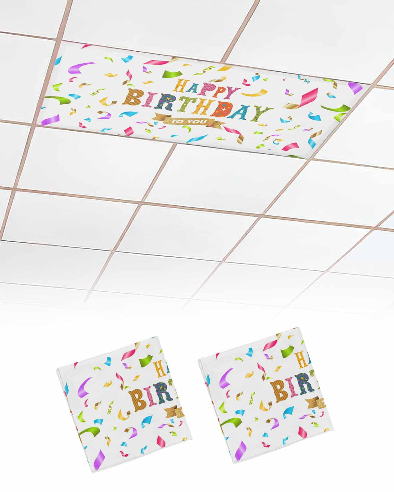 Happy Birthday Fluorescent Light Covers for Ceiling Lights 4x2 feet, 2 ...