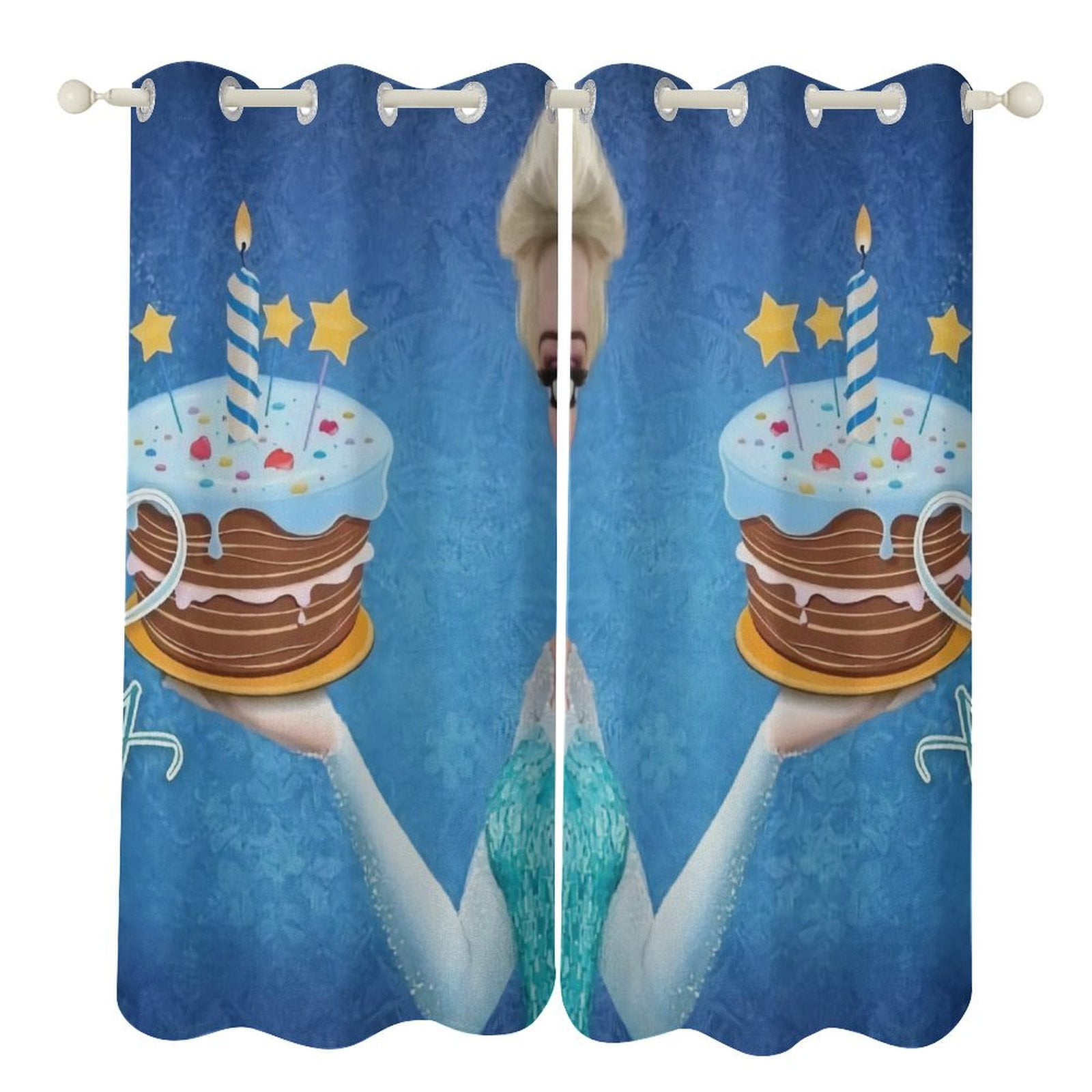 Happy Birthday Frozen-Elsa Kids Curtains 52 X 84 Inch,Cartoon Blackout ...