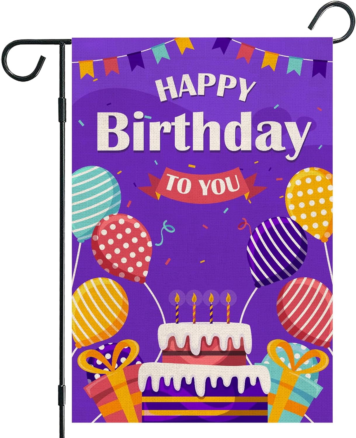 Happy Birthday Garden Flag Balloon Birthday Cake Candle Small Double Sided Readable Yard Signs ...