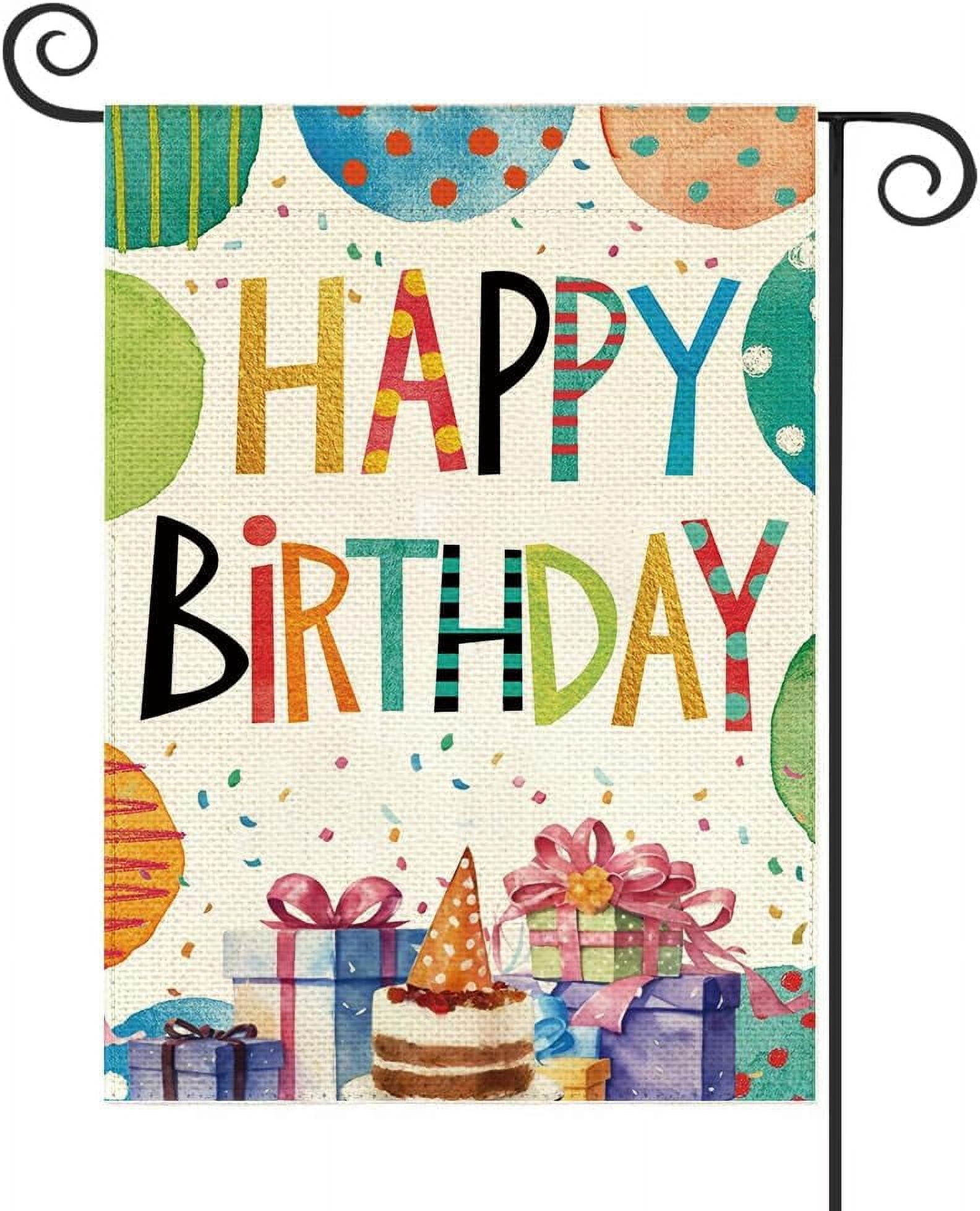 Happy Birthday Garden Flag Double Sided Birthday Party Welcome Yard ...