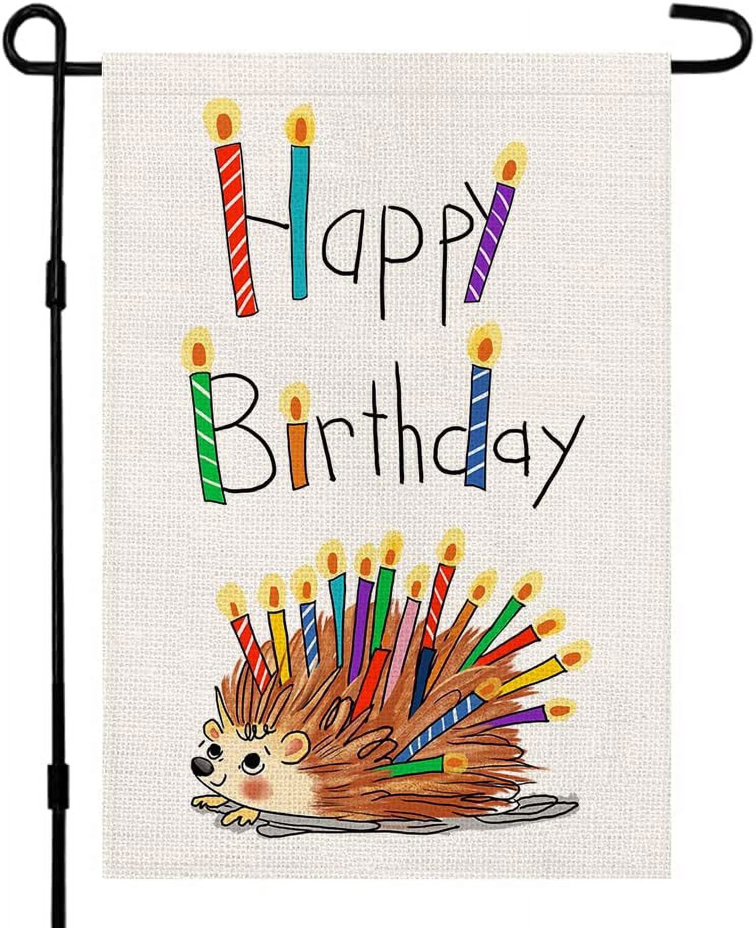 Happy Birthday Garden Flag Vertical Double Sided Yard Banner Cartoon ...