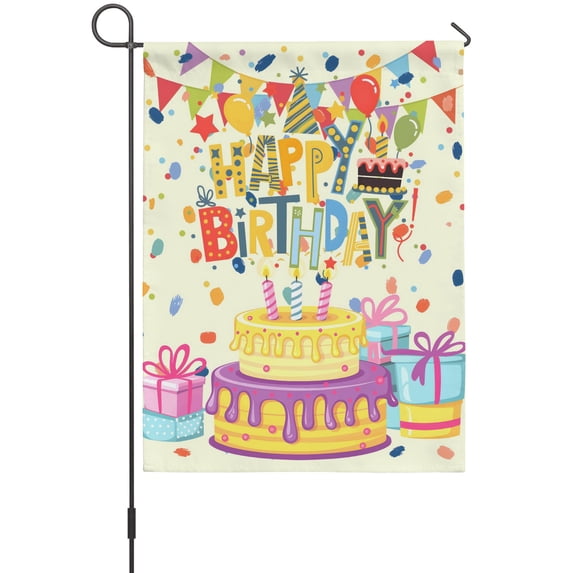 Happy Birthday Garden Flags For Outdoor, Birthday Cake Small Double ...