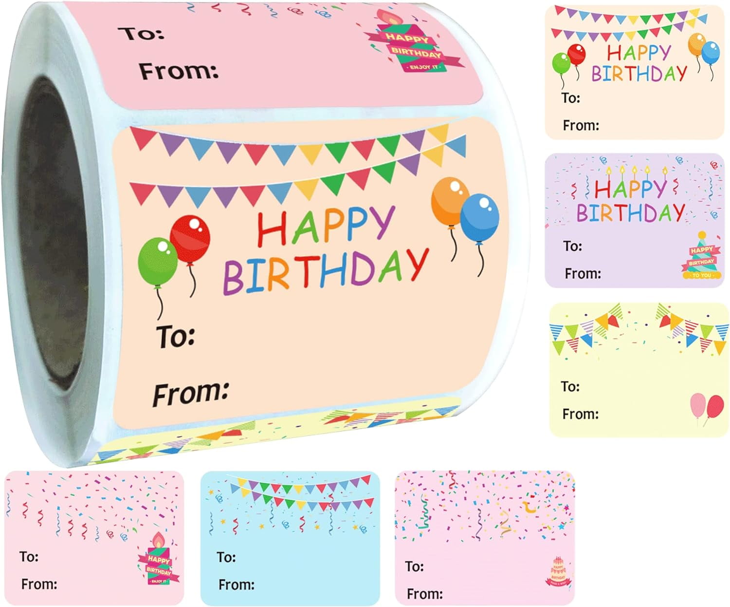 Happy Birthday Gift Tags Name Tags Stickers 1.5 x 2 Inch - Rectangle ...