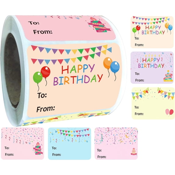 Happy Birthday Gift Tags Name Tags Stickers - Rectangle Christmas to ...