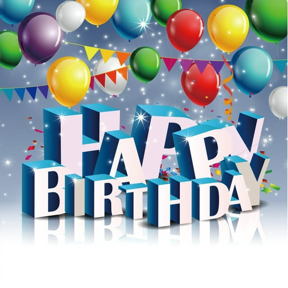 Happy Birthday Glitters Gold Balloons Stars Ribbons Birthday Party Black Photo Backdrop ...