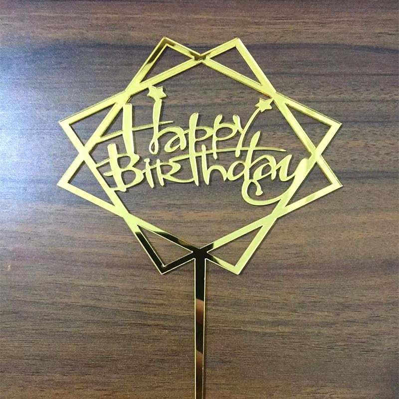 Happy Birthday Gold Cake Topper, Acrylic AIS1 Cake Pick for Celebrating ...