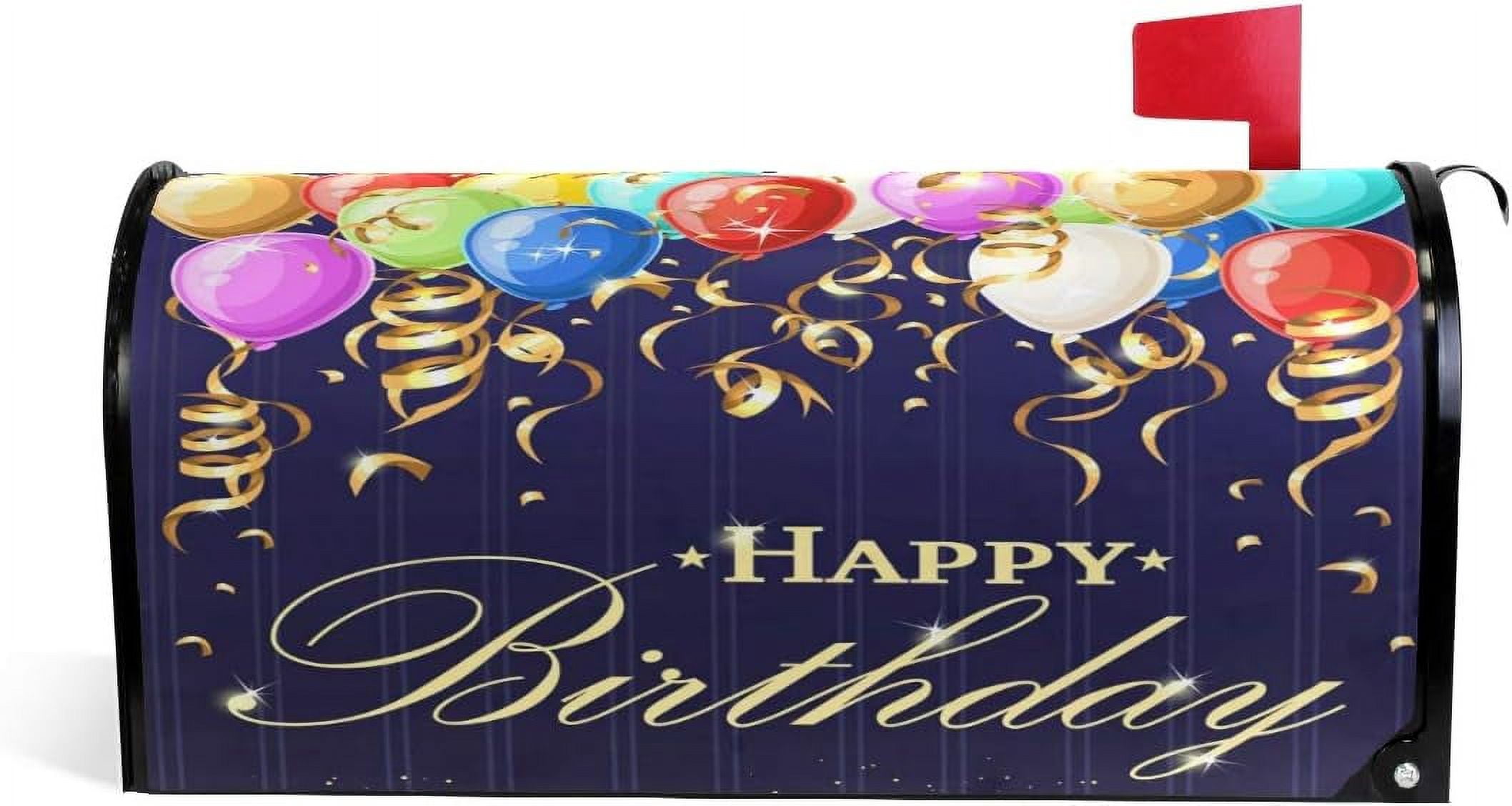 Happy Birthday Golden White and Glitter Balloons Magnetic Magnetic ...