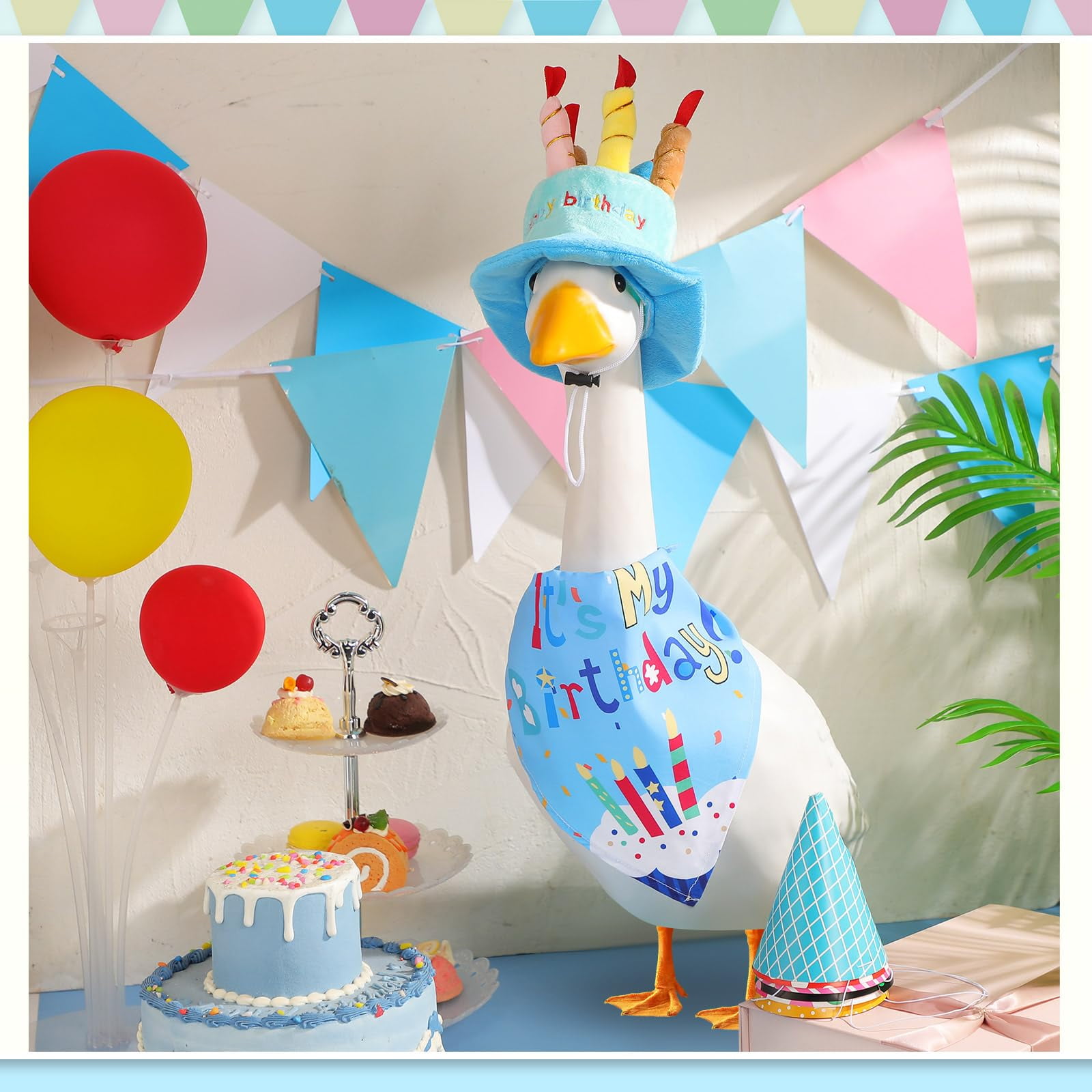 Happy Birthday Goose Outfit, Porch Goose Sign Decoration with Happy ...