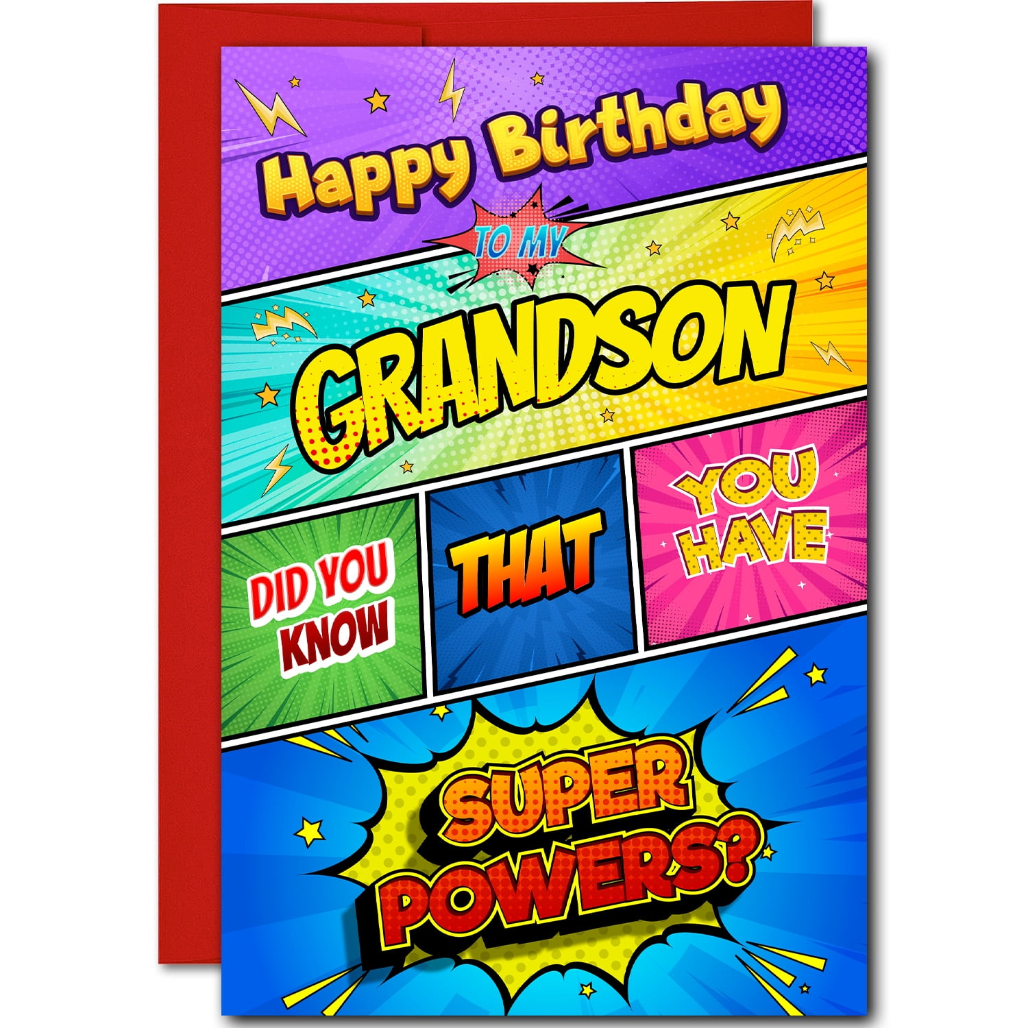 Happy Birthday Grandson Superhero Greeting Card A8 USA Made ...