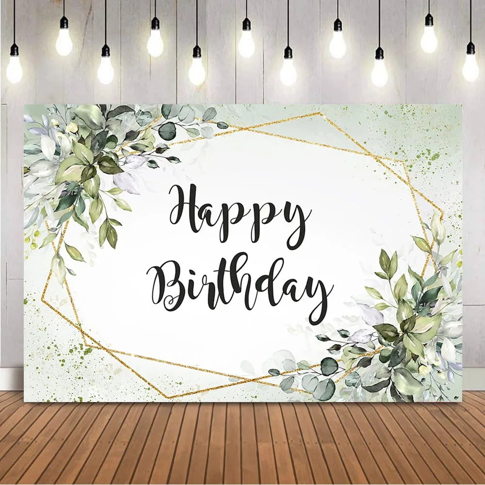 Happy Birthday Green Leaves Backdrop for Boy Girl Greenery Decoration ...
