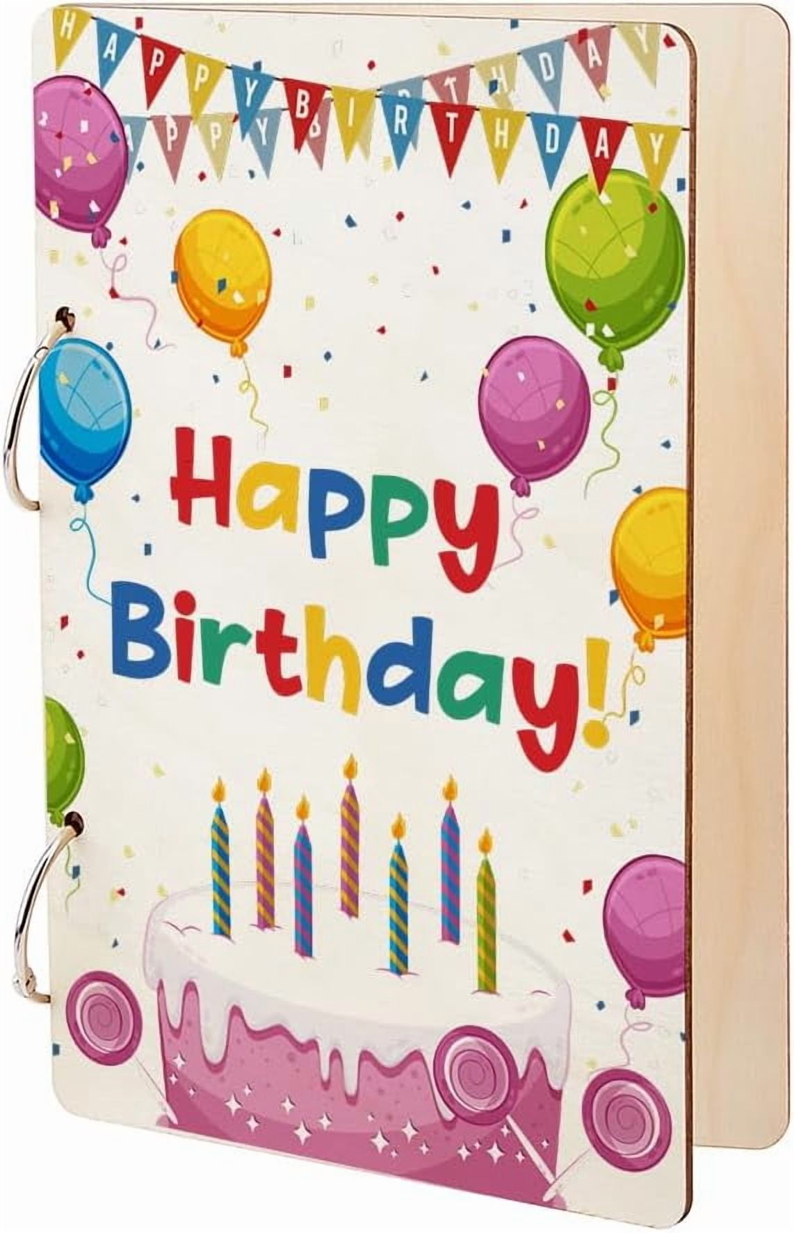 Happy Birthday Greeting Card Holder Organizer Wooden Card Keeper Binder ...