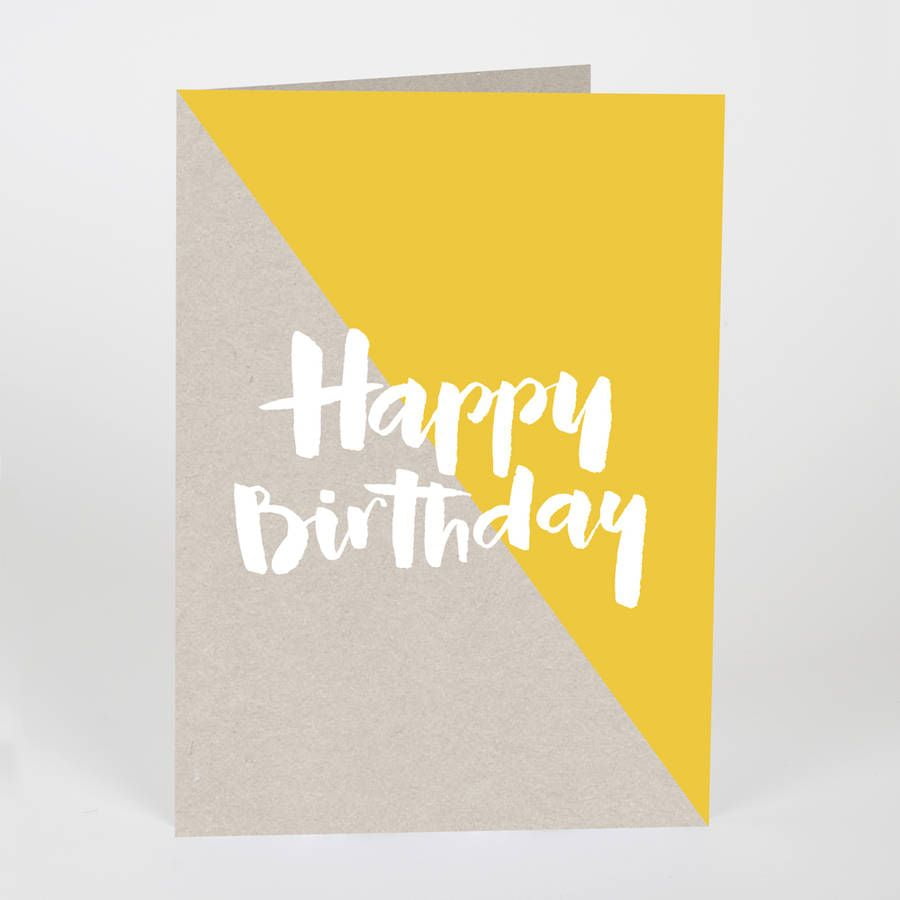 Happy Birthday Greeting Card – Minimalist Design with Yellow Accent ...