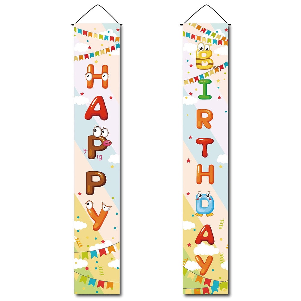 Happy Birthday Hanging Banner Funny Door Decor Porch Sign Banners for ...