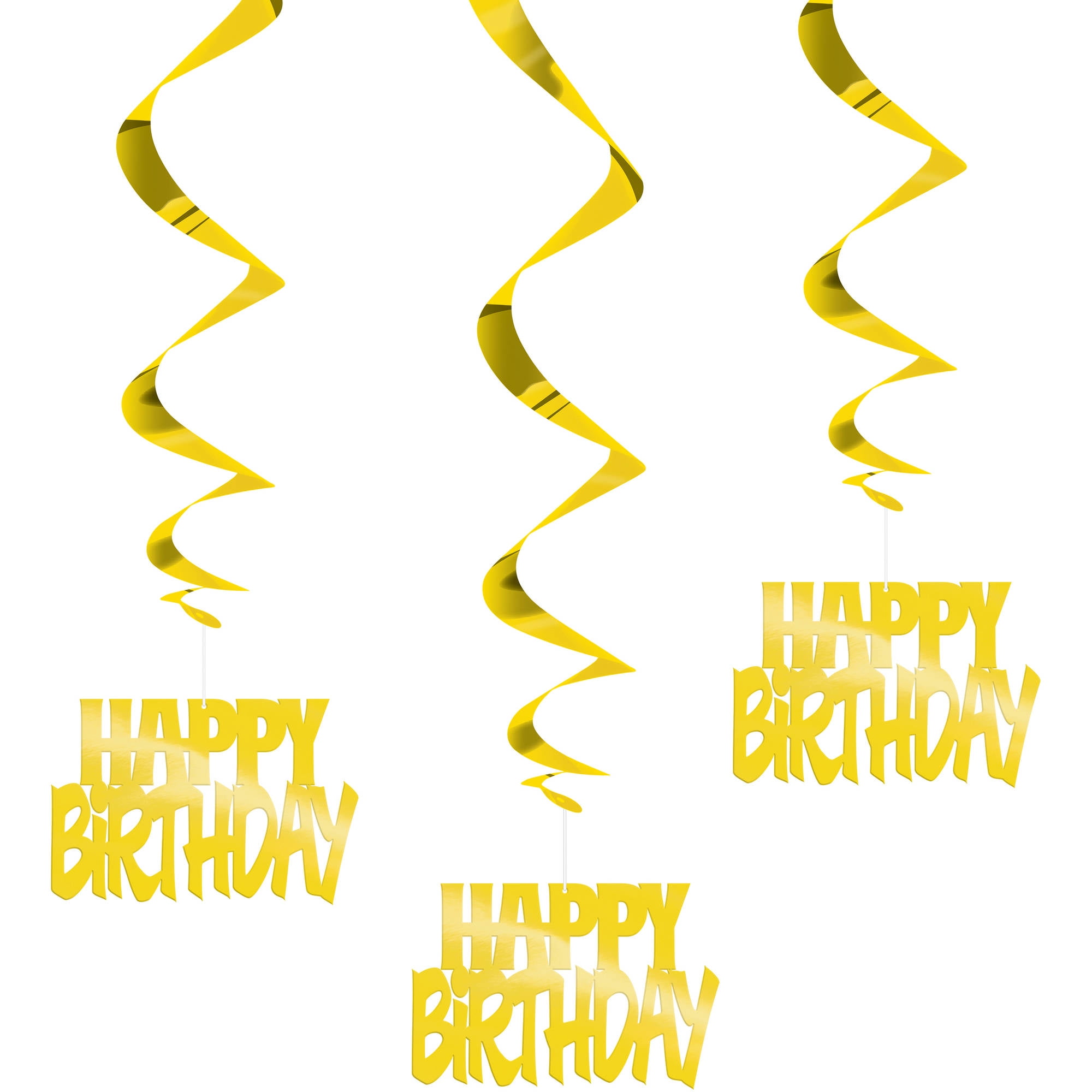 "Happy Birthday" Hanging Decorations, 32 in, Gold, 3ct - Walmart.com