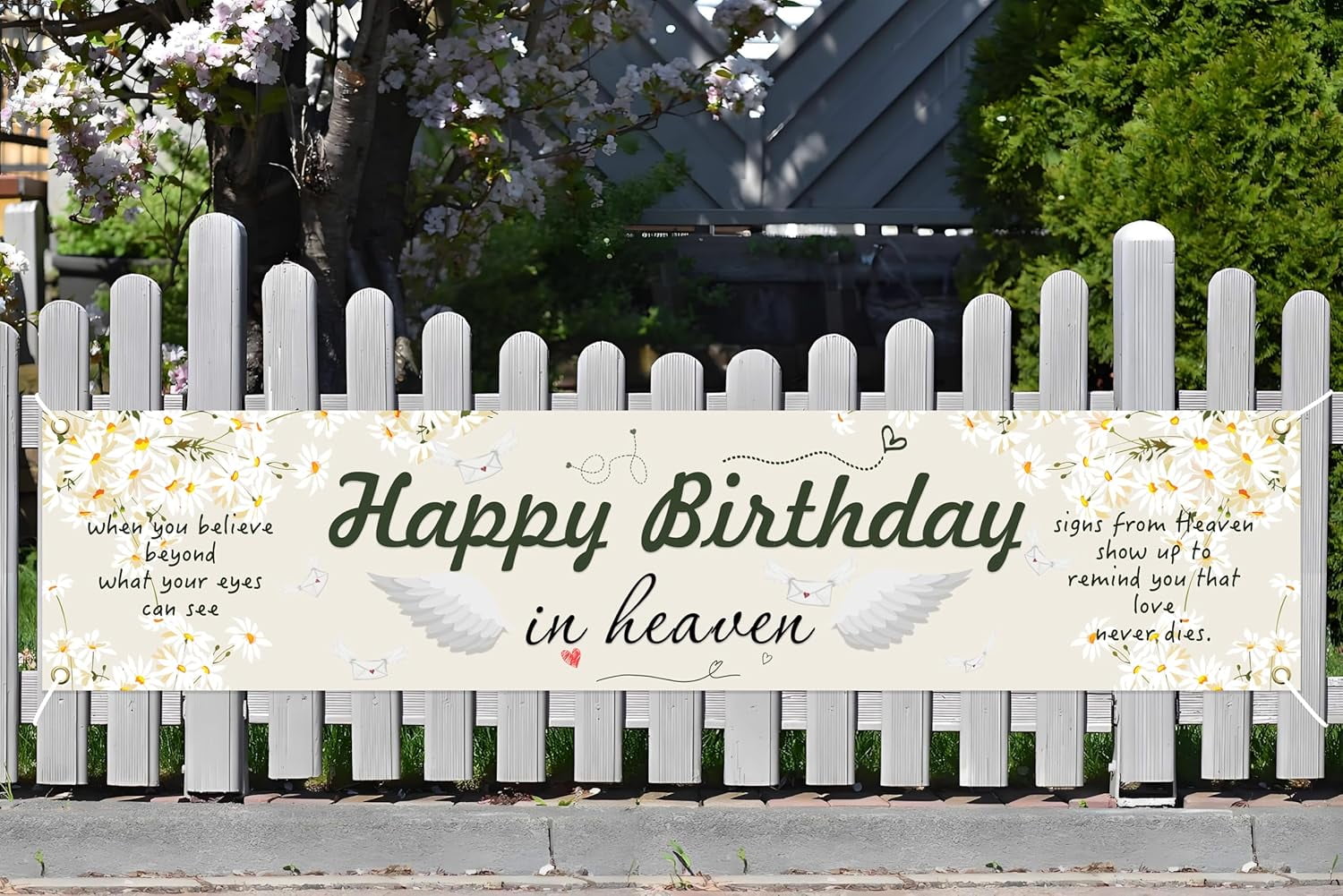 Happy Birthday in Heaven Banner Remembrance Memorial Yard Flag ...