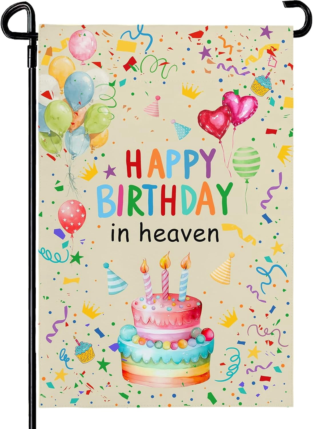 Happy Birthday in Heaven Garden Flag 12x18 Inch Double Sided Colorful ...