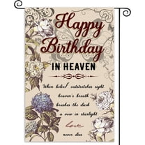 Happy Birthday in Heaven Garden Flags Funeral Remembrance Decoration ...