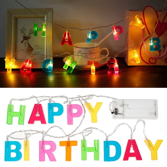 Happy Birthday LED String Lights, Light Up Letter Birthday Party ...